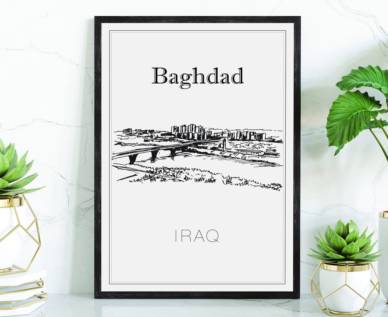 Hand Drawn Poster Baghdad Travel Poster Iraq Poster Wall - Etsy