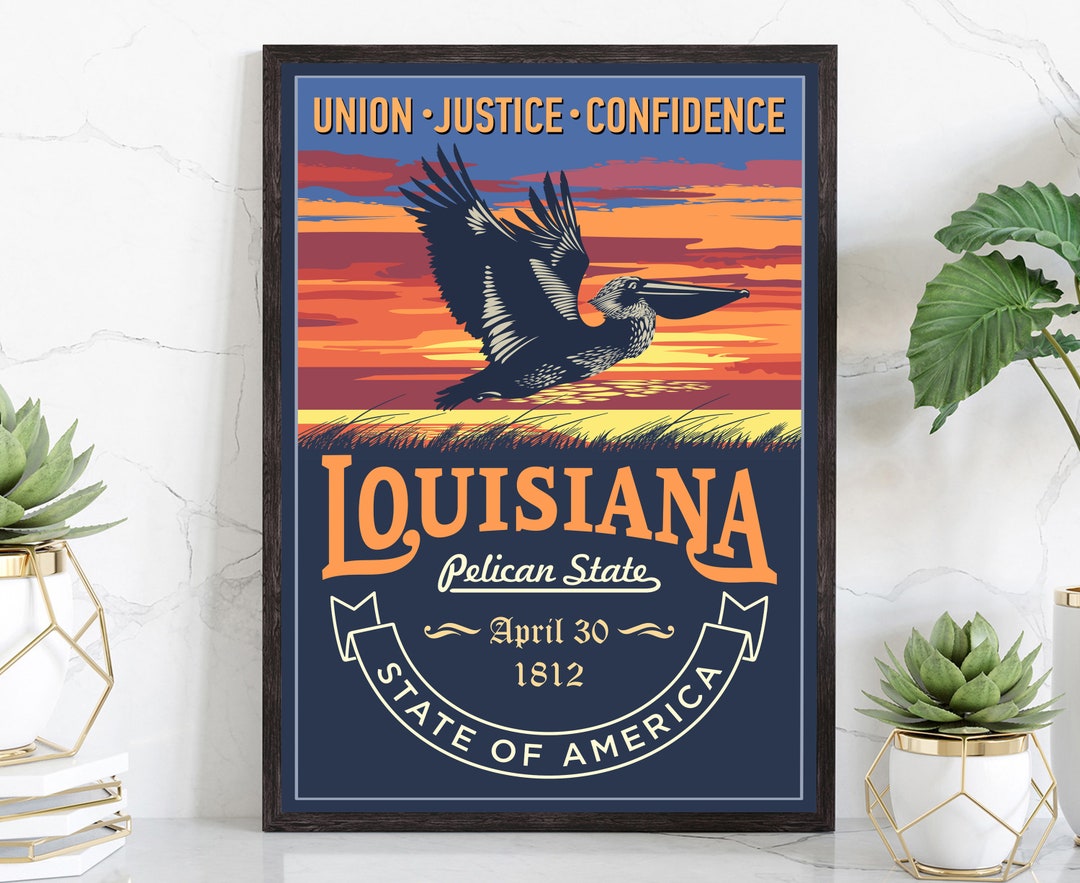 United States Poster, Louisiana State Poster Print, Louisiana State ...
