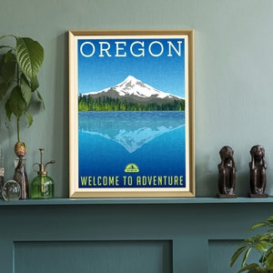 Retro Style Travel Poster, Oregon Vintage Rustic Poster Print, Home ...