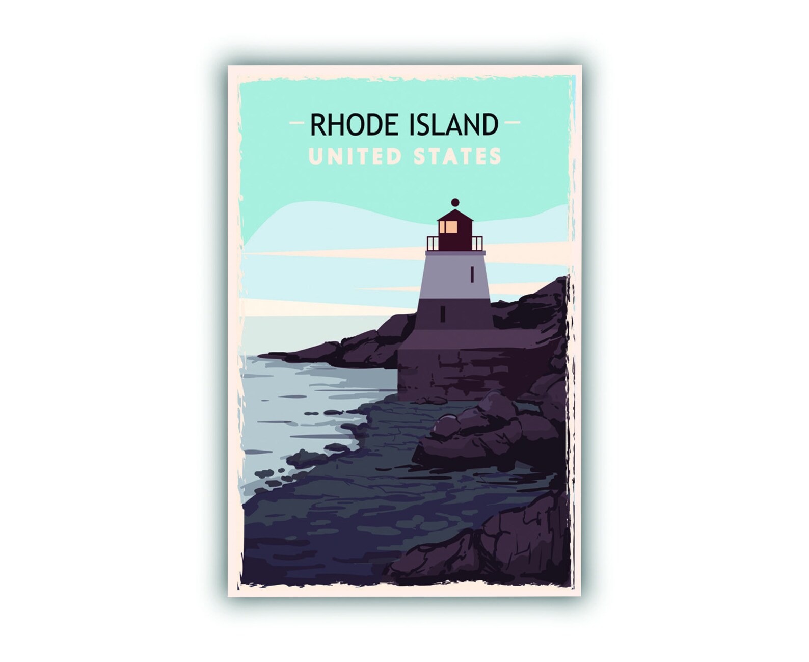Retro Style Travel Poster, Rhode Island Vintage Rustic Poster Print ...