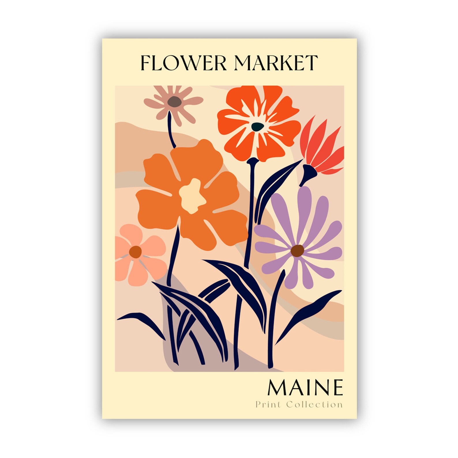 Maine State Flower Print, USA States Poster, Maine Flower Market Poster ...
