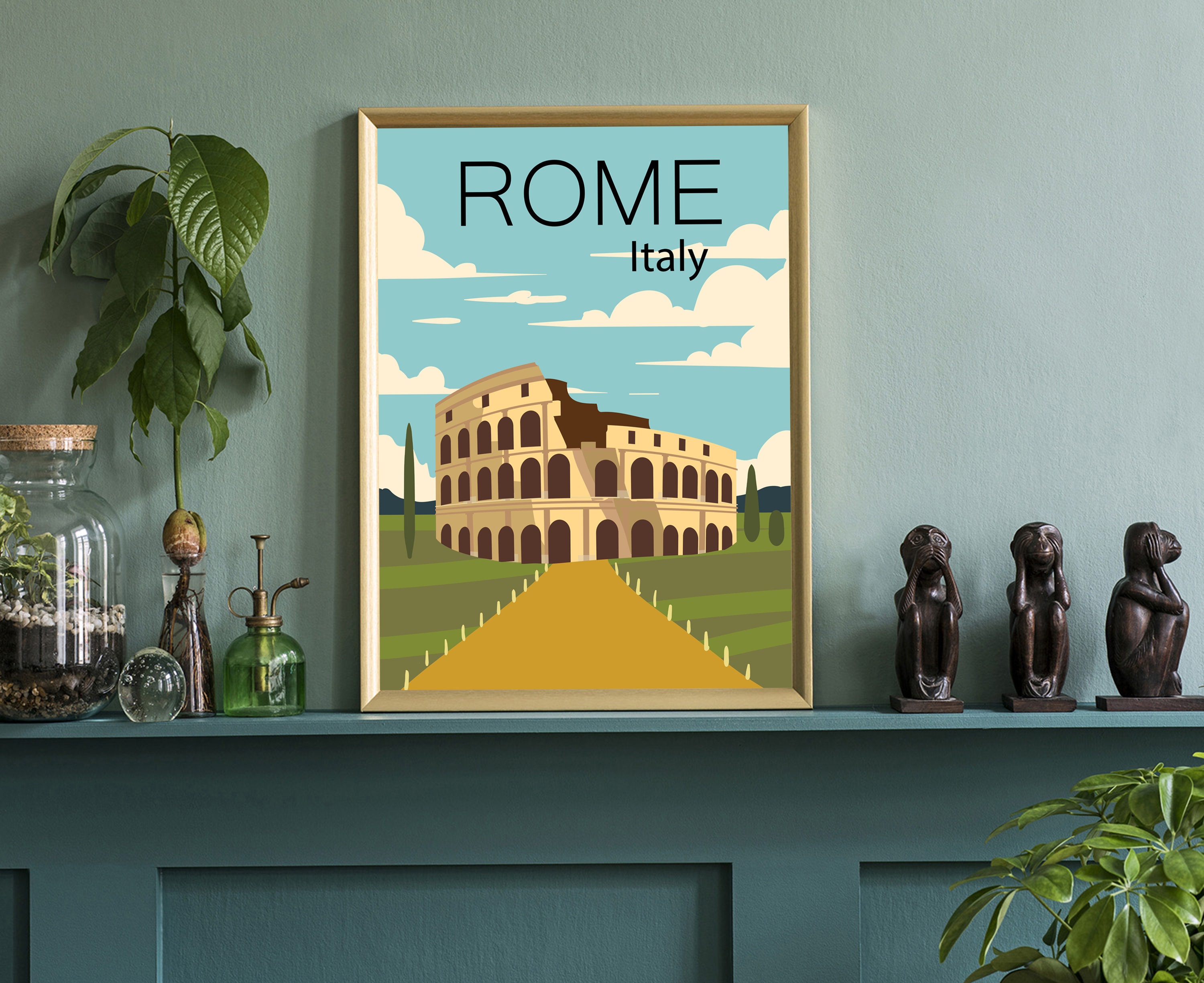 ITALY ROME Travel Poster Rome Cityscape Poster Rome Landmark - Etsy