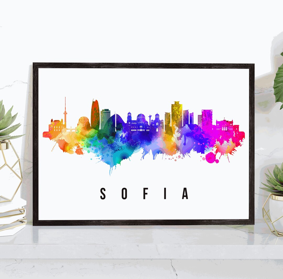 SOFIA - BULGARIA Poster, Skyline Poster Cityscape and Landmark Sofia ...