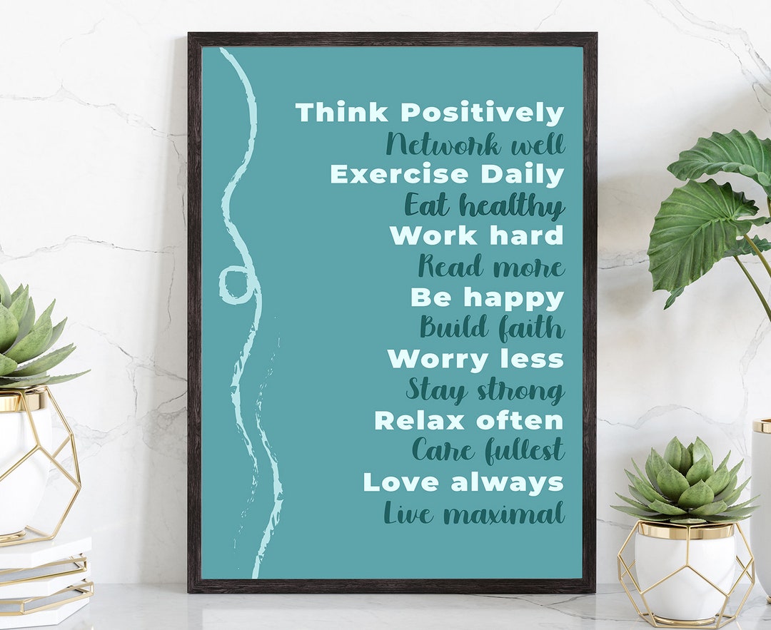 Think Positively Network Well, Quote Poster Print, Home Office Dorm ...