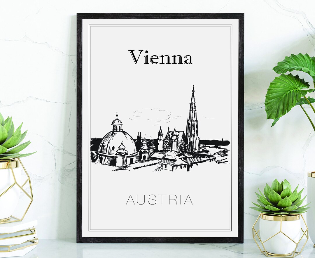 Hand Drawn Poster, Vienna Travel Poster, Austria Poster Wall Art ...