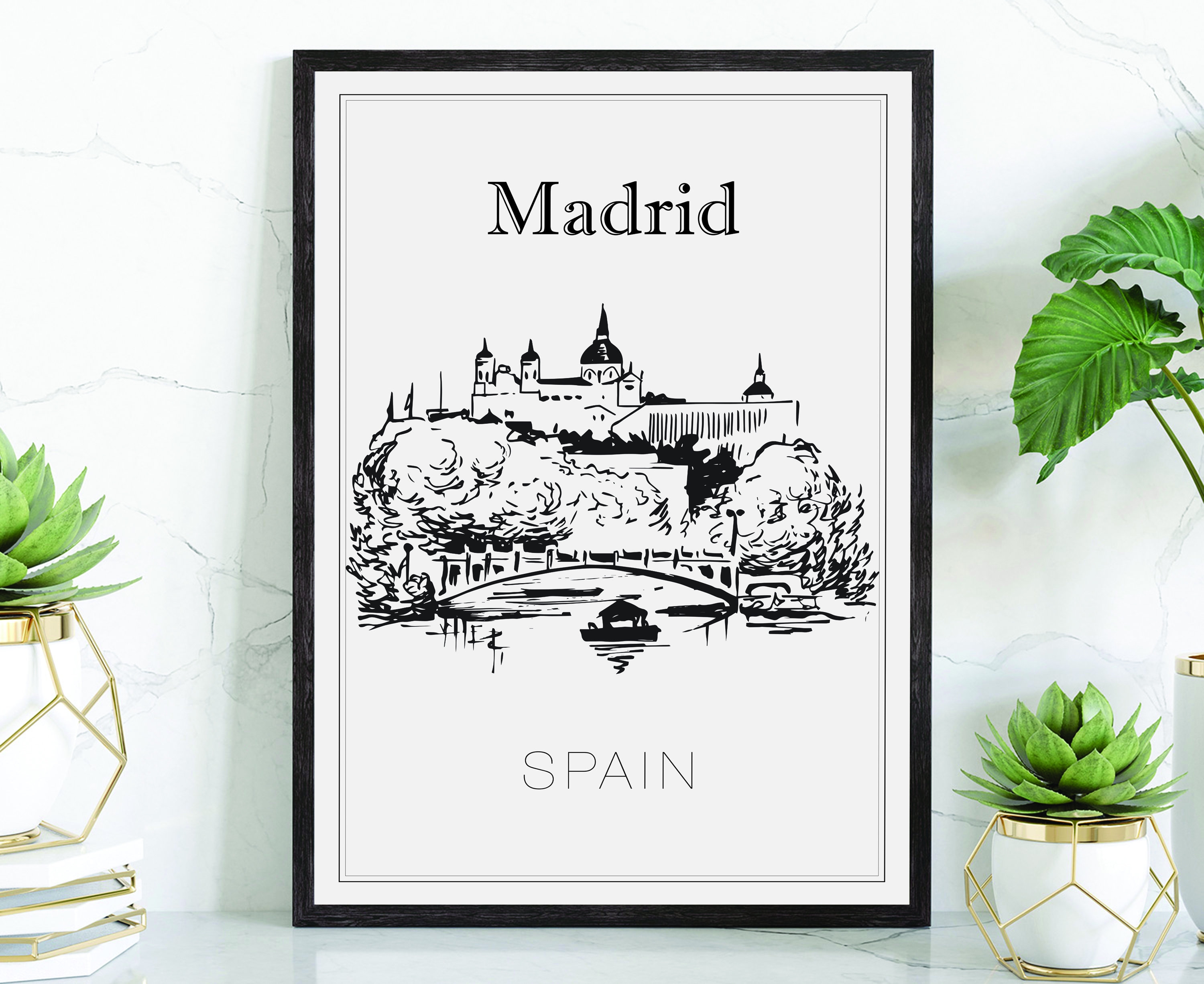 Hand Drawn Poster Madrid Travel Poster Spain Madrid Poster | Etsy