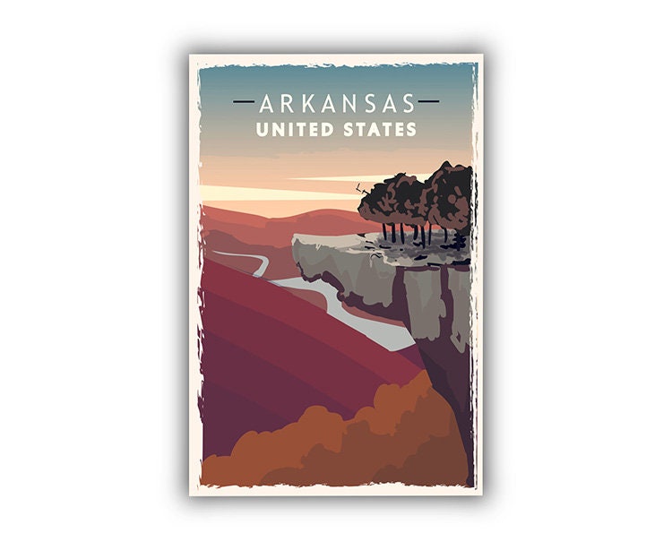 Retro Style Travel Poster, Arkansas Vintage State Poster Print, Home ...