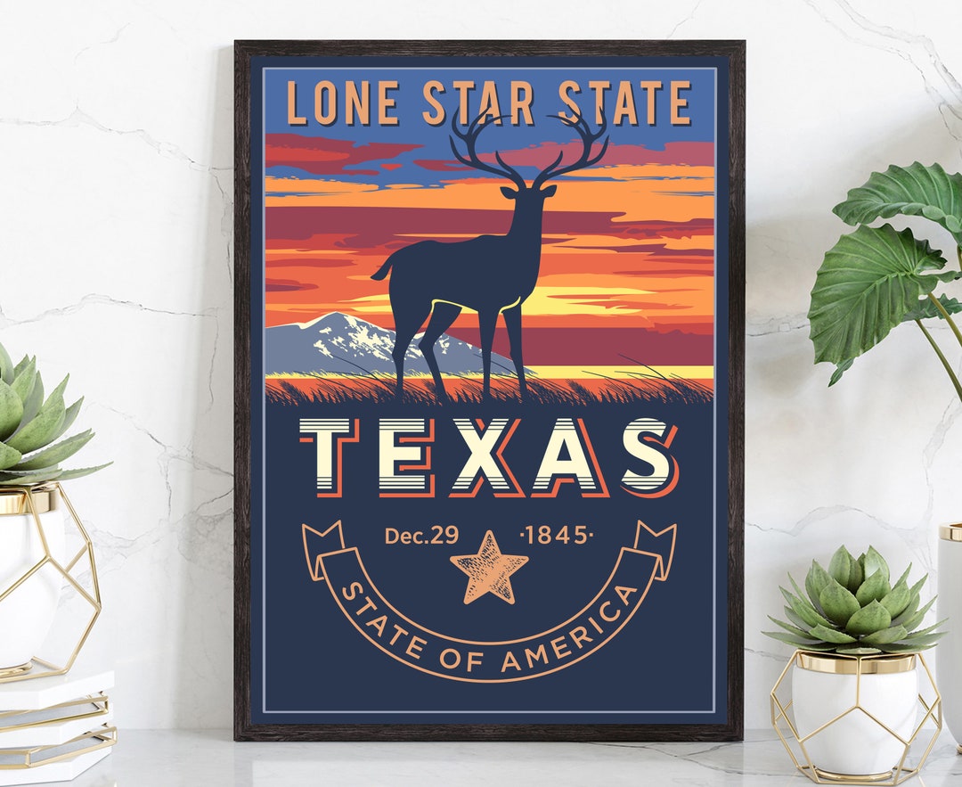 United States Poster, Texas State Poster Print, Texas State Emblem ...