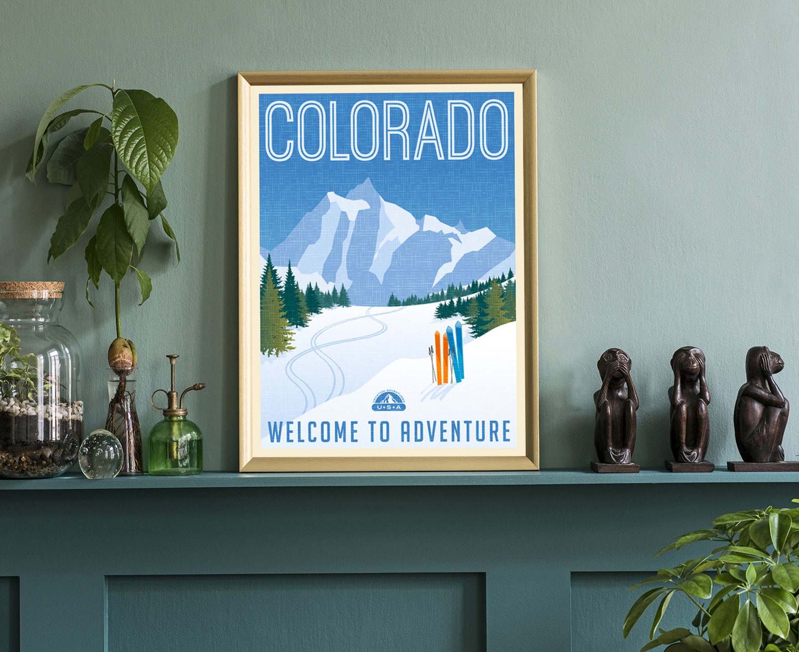 Retro Style Travel Poster, Colorado Vintage Rustic Poster Print, Home ...