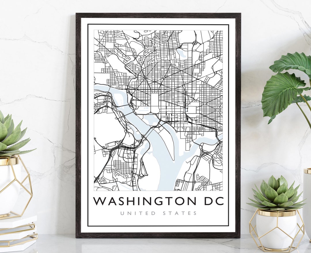 Washington DC City Map, Washington DC United States Road Map Poster ...