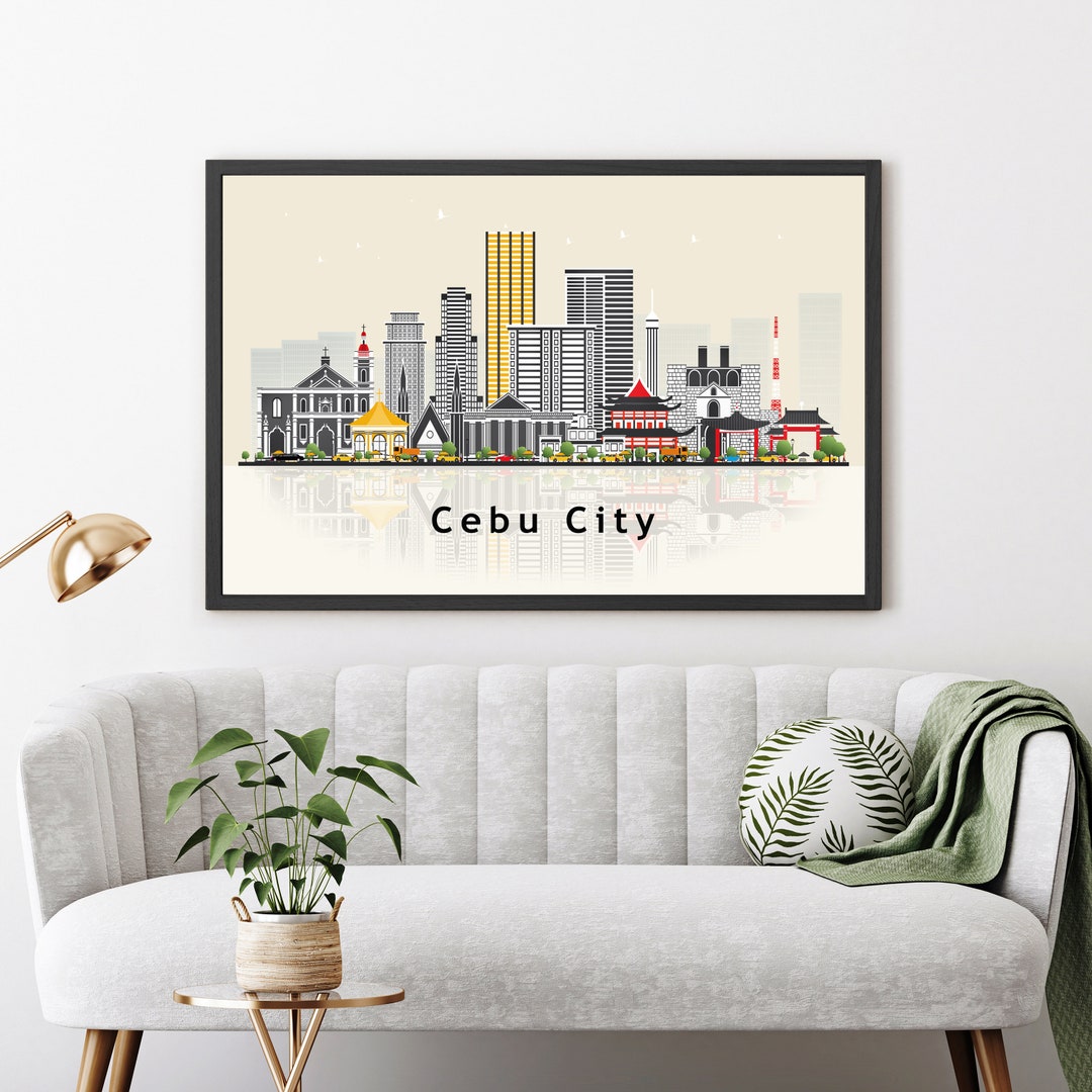 CEBU CITY PHILIPPINES Illustration Skyline Poster, Modern Skyline ...