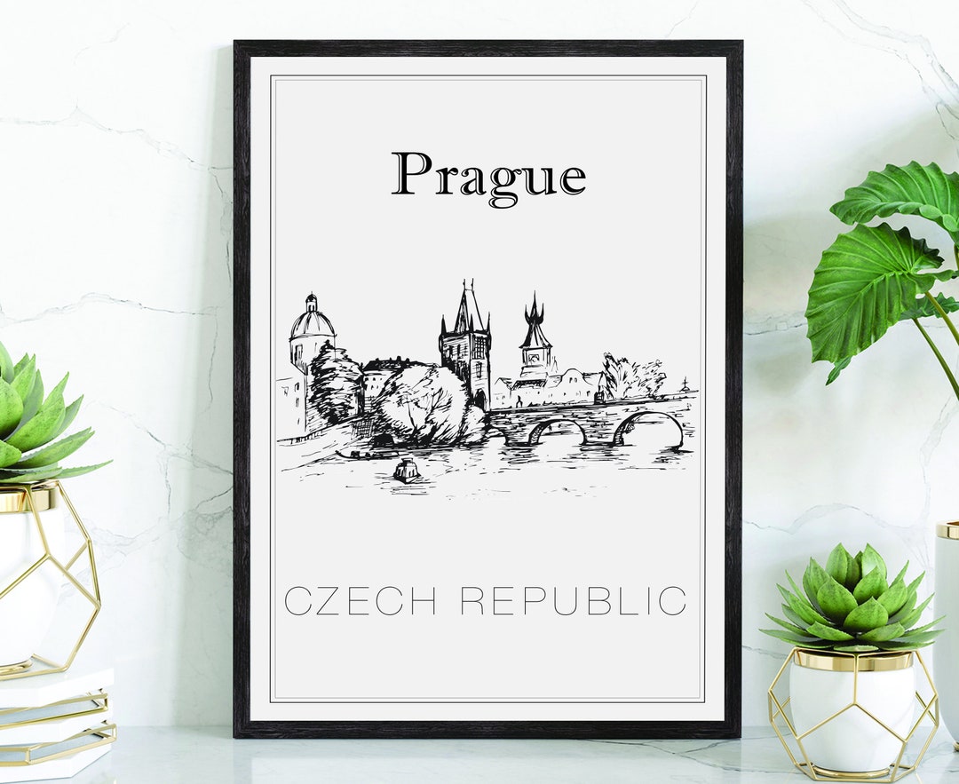 Hand Drawn Poster, Prague Travel Poster, Czech Republic Poster Wall Art ...