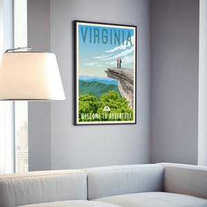 Retro Style Travel Poster, Virginia Vintage Rustic Poster Print, Home ...