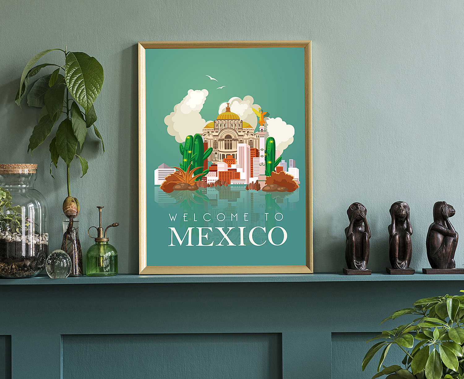 MEXICO Retro Style Travel Poster, Mexico Vintage Rustic Poster Print ...