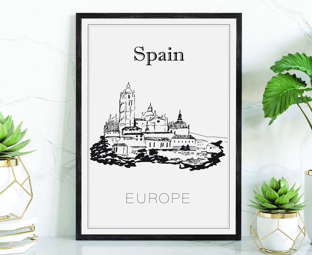 Hand Drawn Poster, Spain Travel Poster, Spain Poster Wall Art, Spain ...