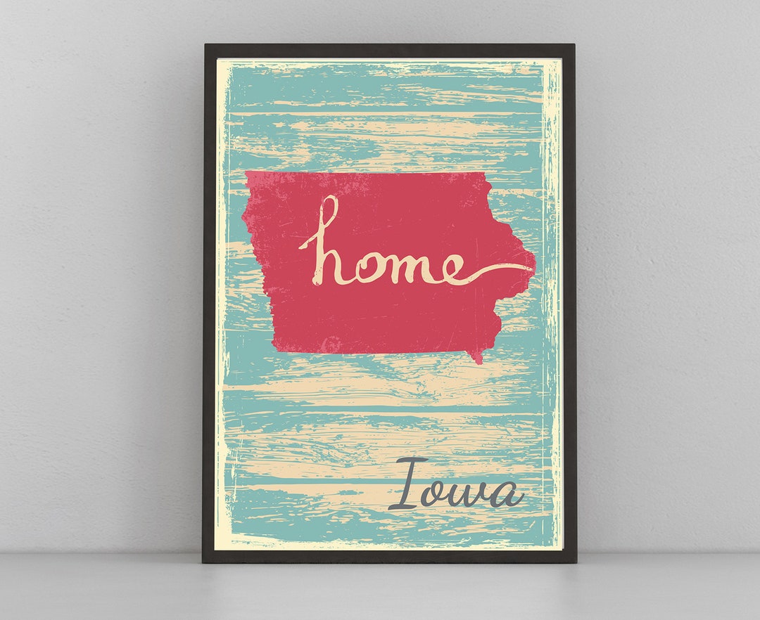 Retro Style Travel Poster, Iowa Vintage State Poster Printing, Home ...