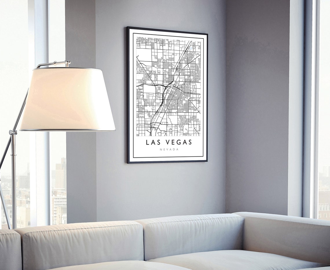 Las Vegas Nevada City Map, Las Vegas Nevada Road Map Poster, City ...