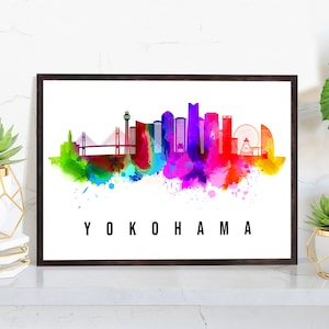 Yokohama Japan Poster, Skyline Poster Cityscape Poster, Japan Landmark ...