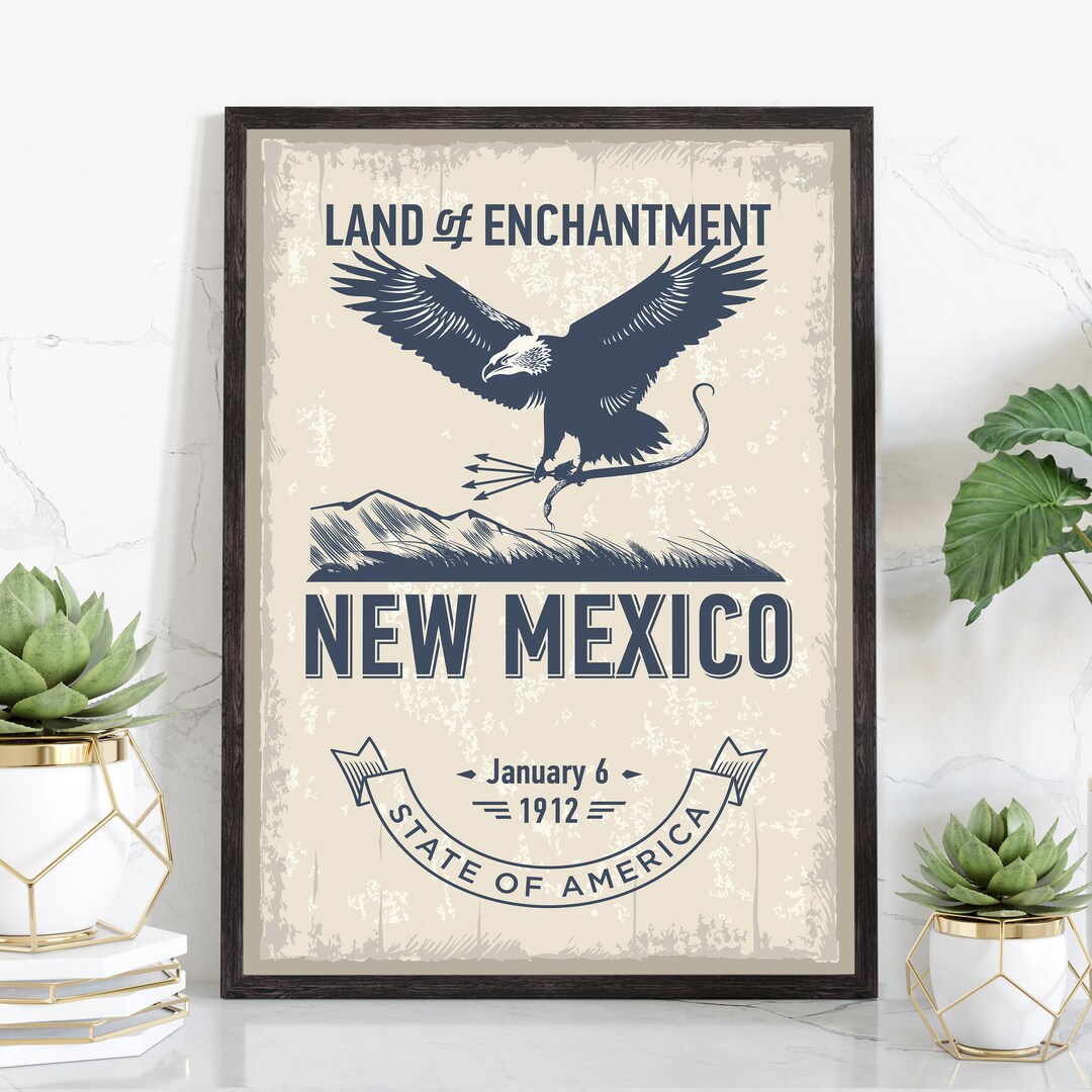 New Mexico State Symbol Poster, New Mexico State Poster Print, State ...