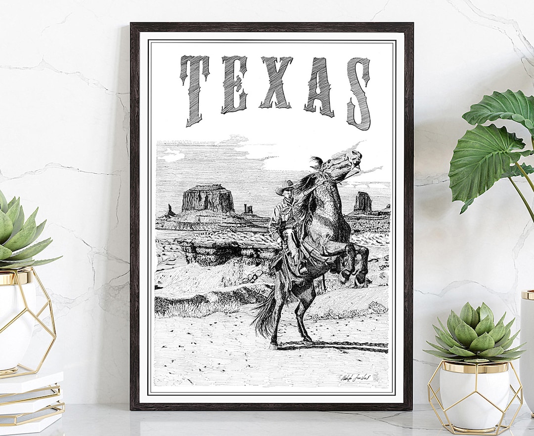 Hand Made Retro Style Travel Poster, Texas Vintage Rustic Poster ...