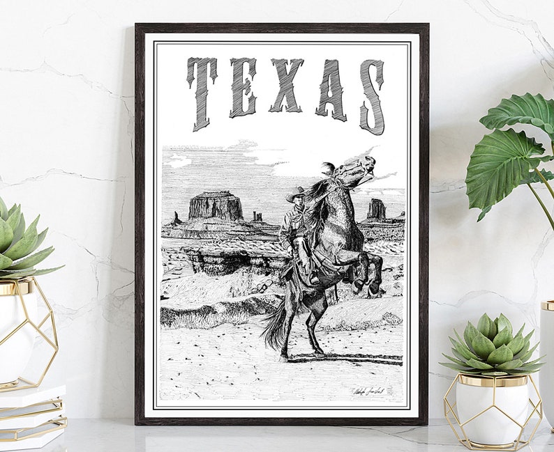 Hand Made Retro Style Travel Poster, Texas Vintage Rustic Poster ...