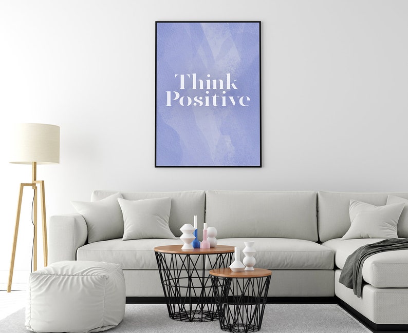 Think Positive Poster Prints Modern Poster Prints Home Wall | Etsy