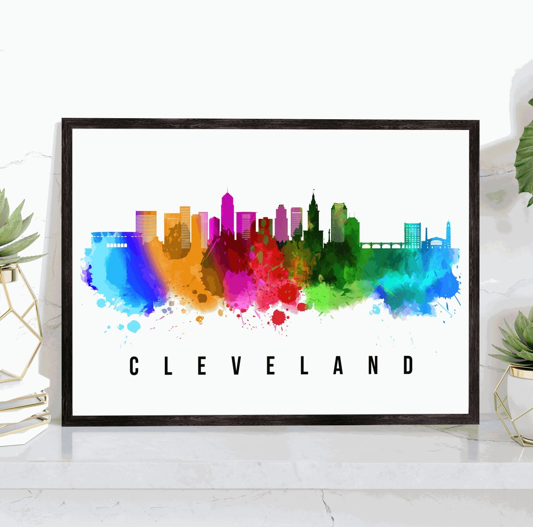 Cleveland Ohio Skyline Poster, Cleveland Cityscape Painting, Cleveland ...