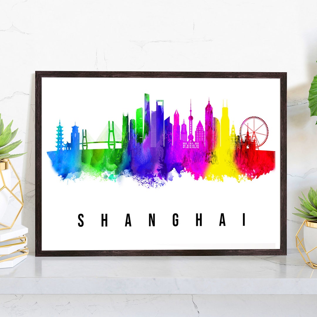 Pera Print Shanghai China Skyline Poster, China Poster, Illustration ...
