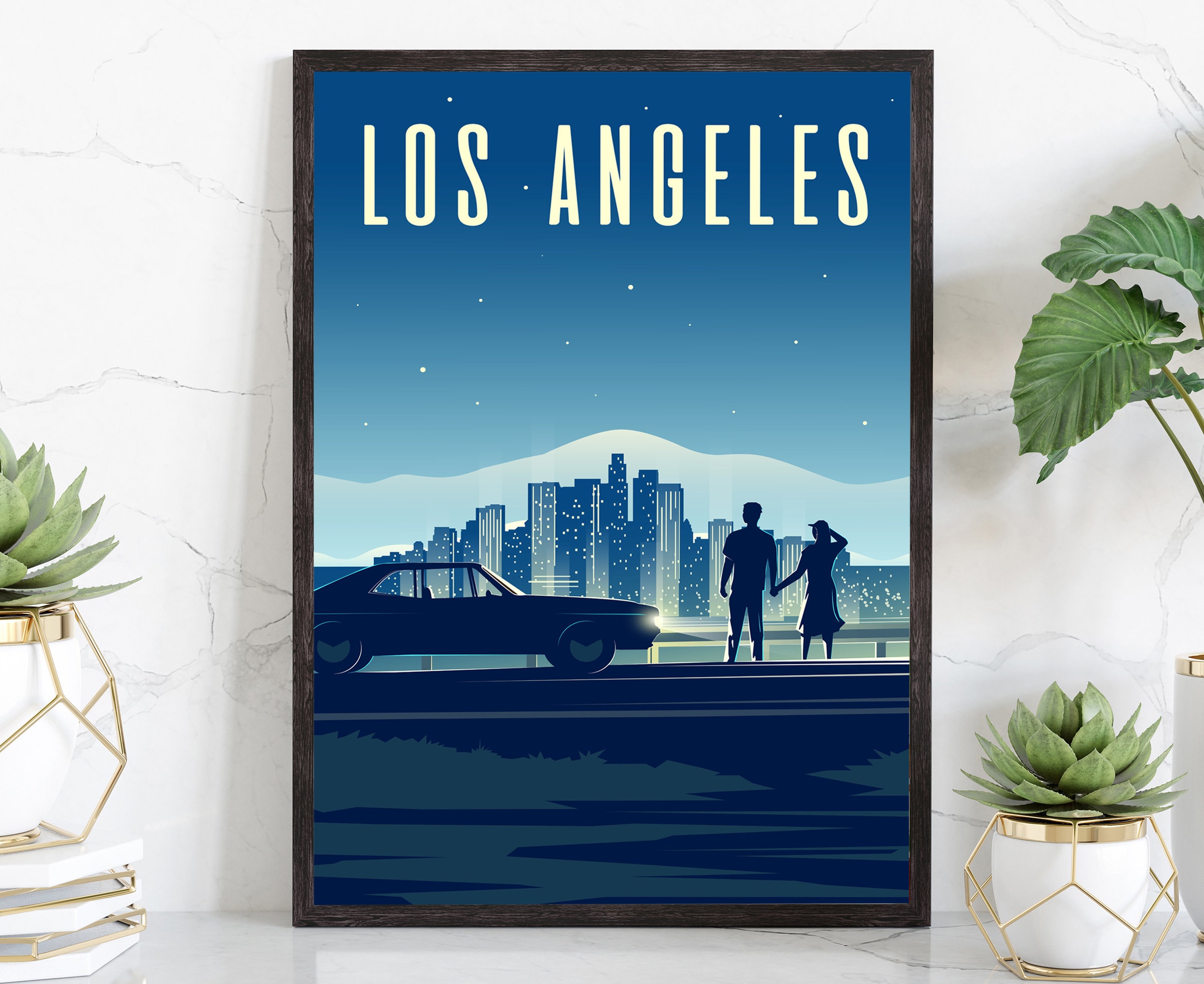 Retro Style Travel Poster, Los Angeles Vintage Rustic Poster Print ...