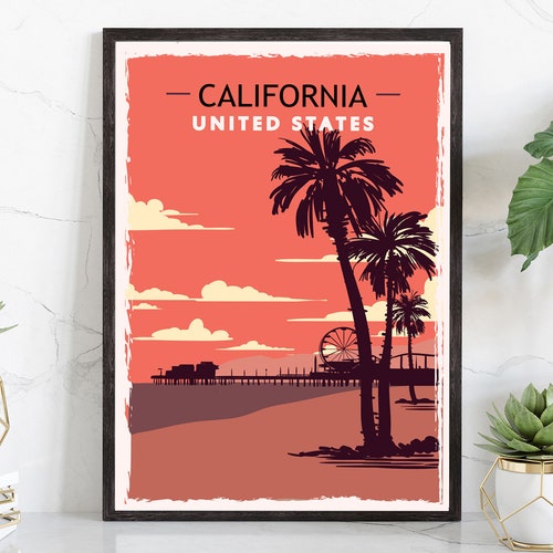 Retro Style Travel Poster California Vintage State Poster | Etsy