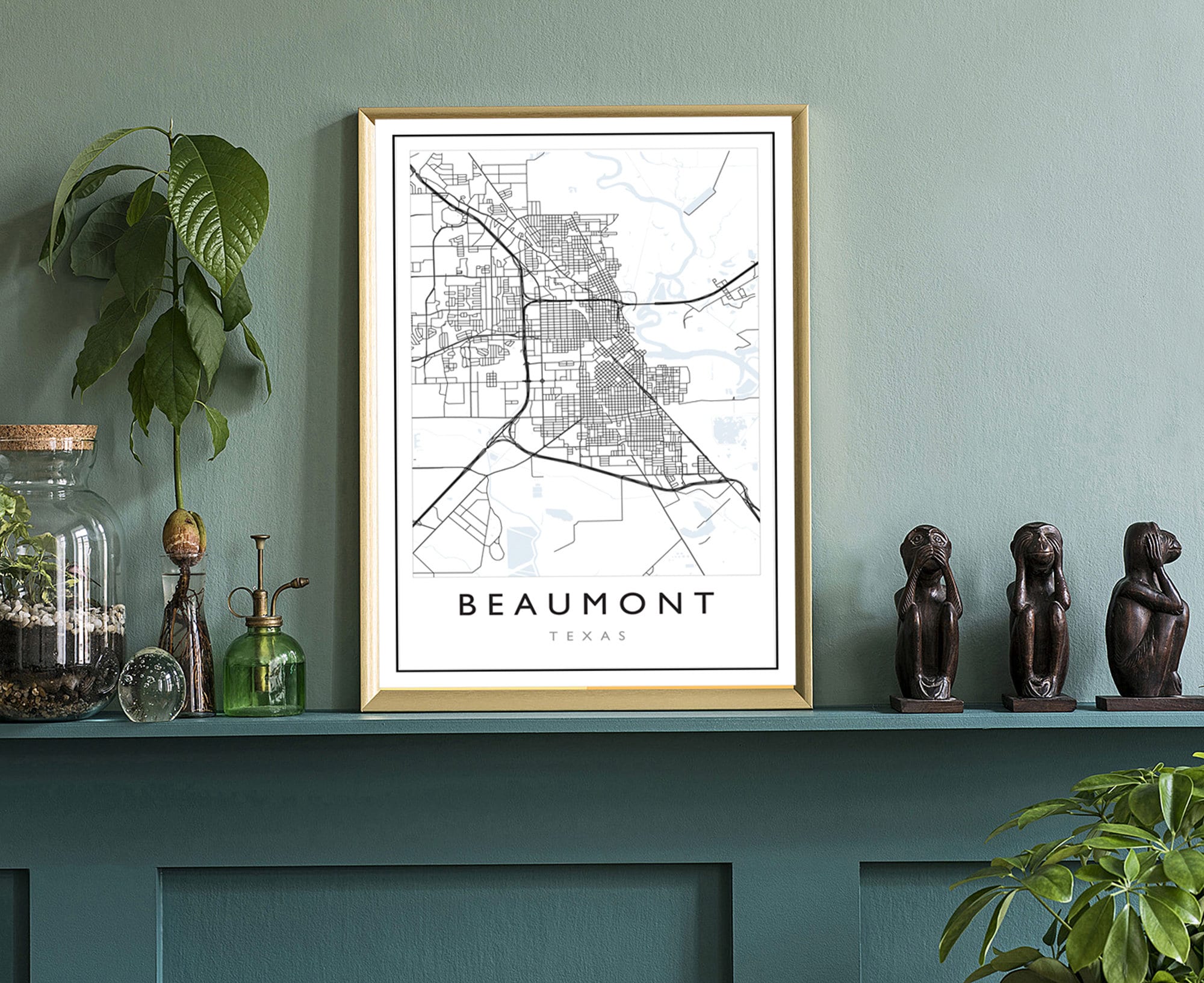 Beaumont Map Beaumont City Road Map Poster Beaumont Texas | Etsy