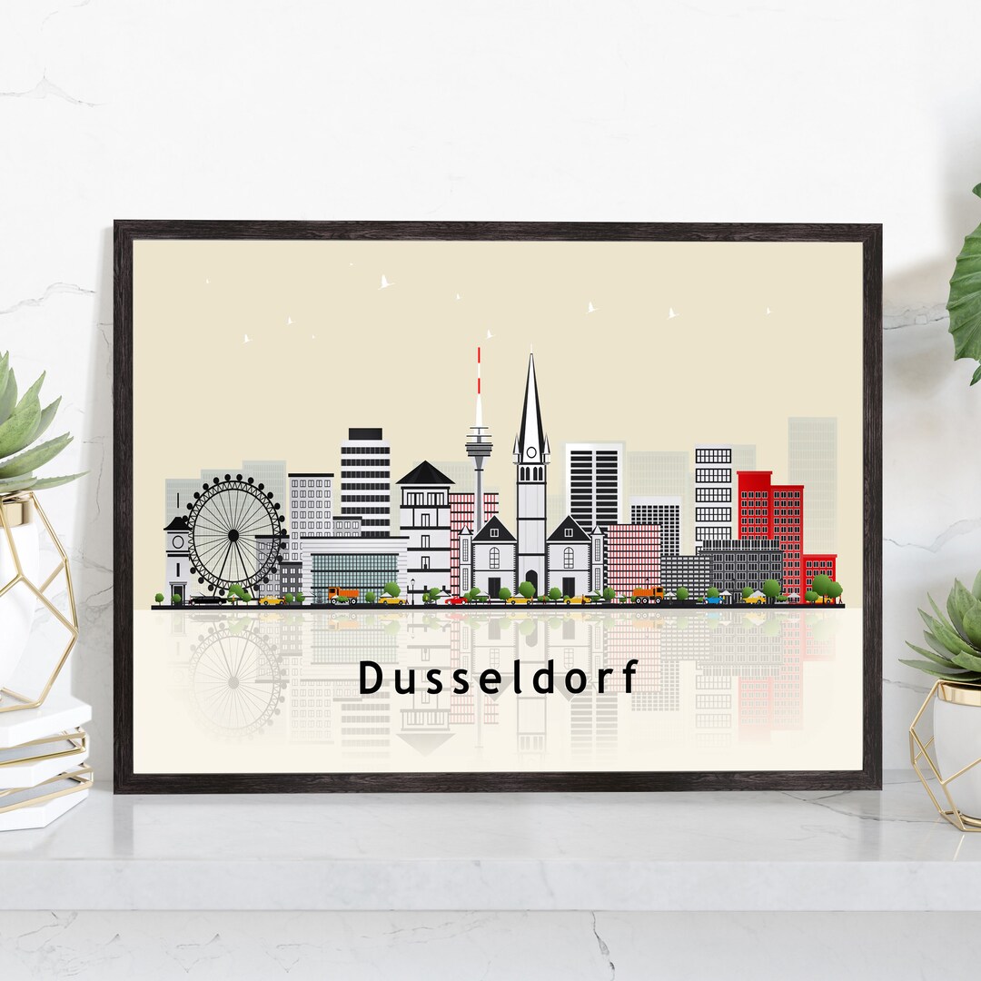 DUSSELDORF GERMANY Illustration Skyline Poster, Modern Skyline ...