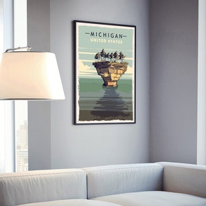 Retro Style Travel Poster, Michigan Vintage Rustic Poster Print, Home ...