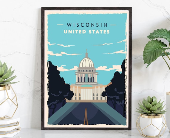 Retro Style Travel Poster Wisconsin Vintage Rustic Poster - Etsy