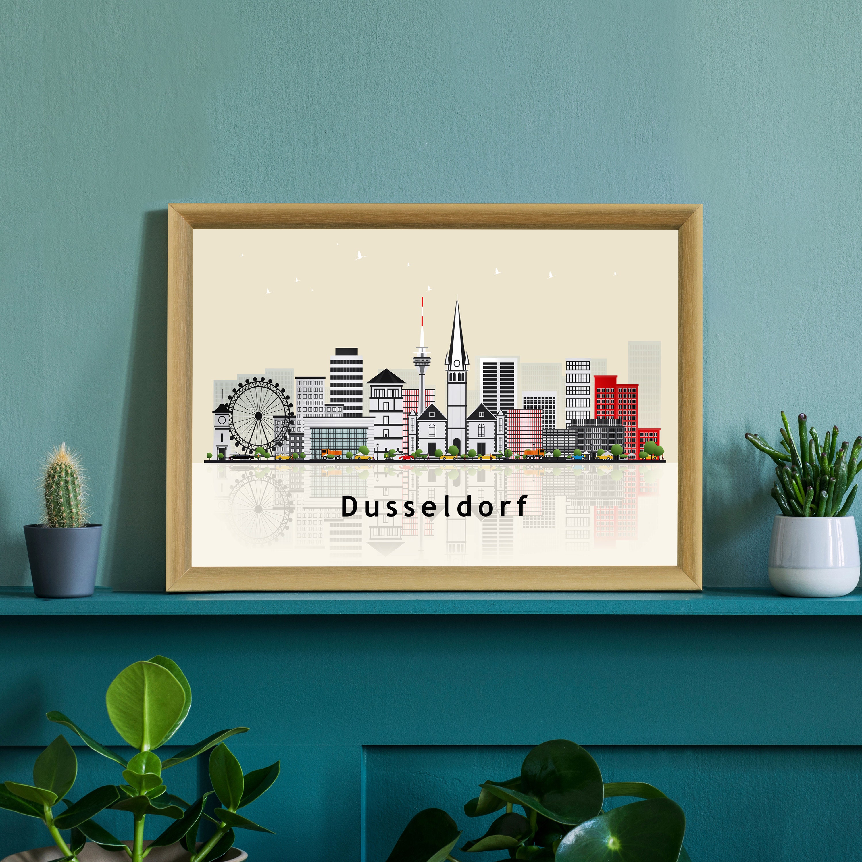 DUSSELDORF GERMANY Illustration Skyline Poster Modern Skyline - Etsy