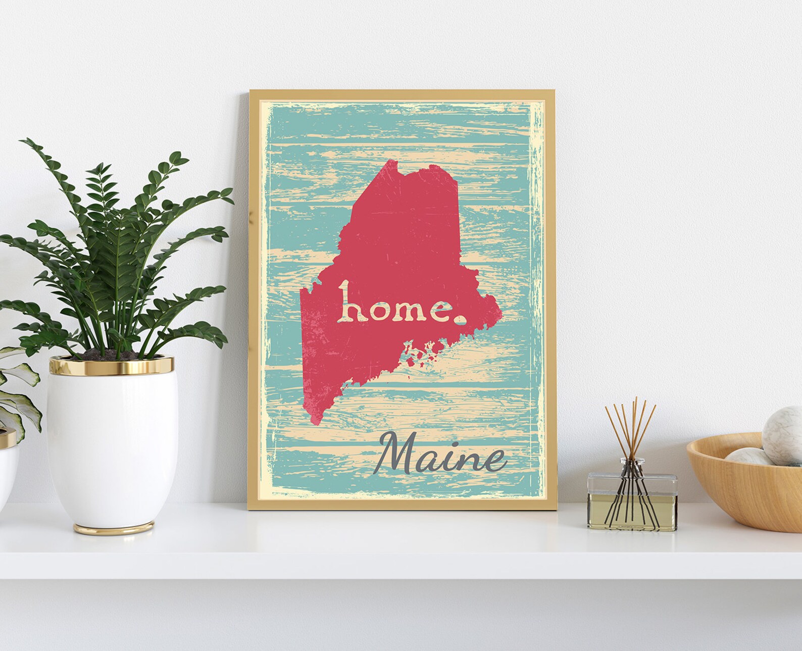 Retro Style Travel Poster, Maine Vintage Art Poster Printing, Home Wall ...
