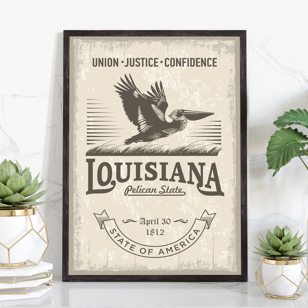 Louisiana State Symbol Poster, Louisiana State Poster Print, State ...
