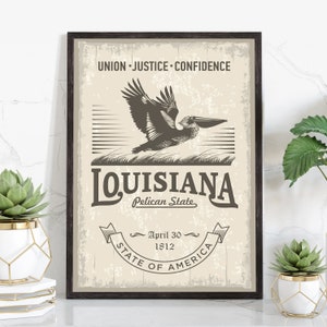 Louisiana State Symbol Poster, Louisiana State Poster Print, State ...