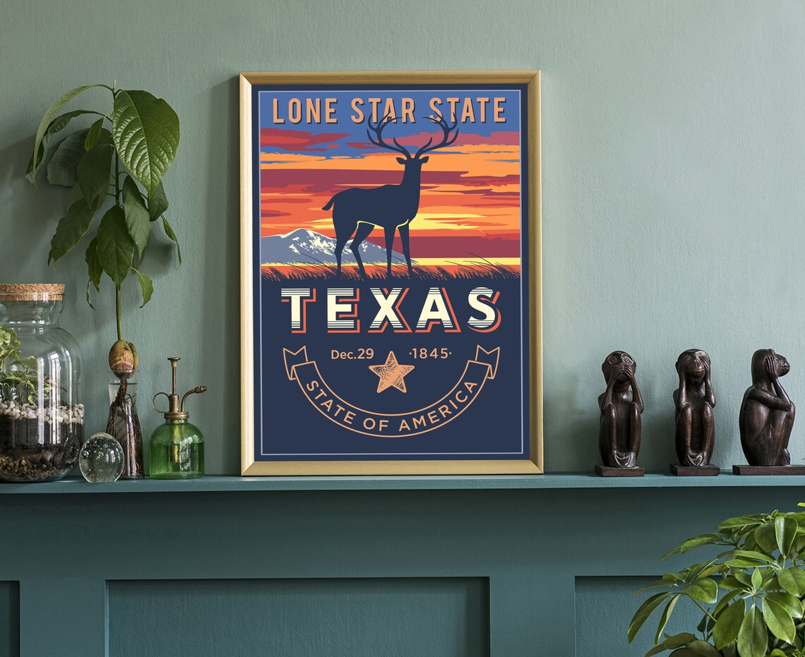 United States Poster Texas State Poster Print Texas State - Etsy