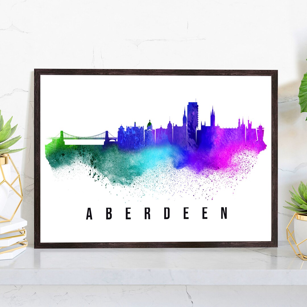 Scotland Aberdeen Poster, Skyline Poster Cityscape Poster, Scotland ...