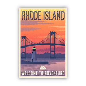 Retro Style Travel Poster, Rhode Island Vintage Rustic Poster Print ...