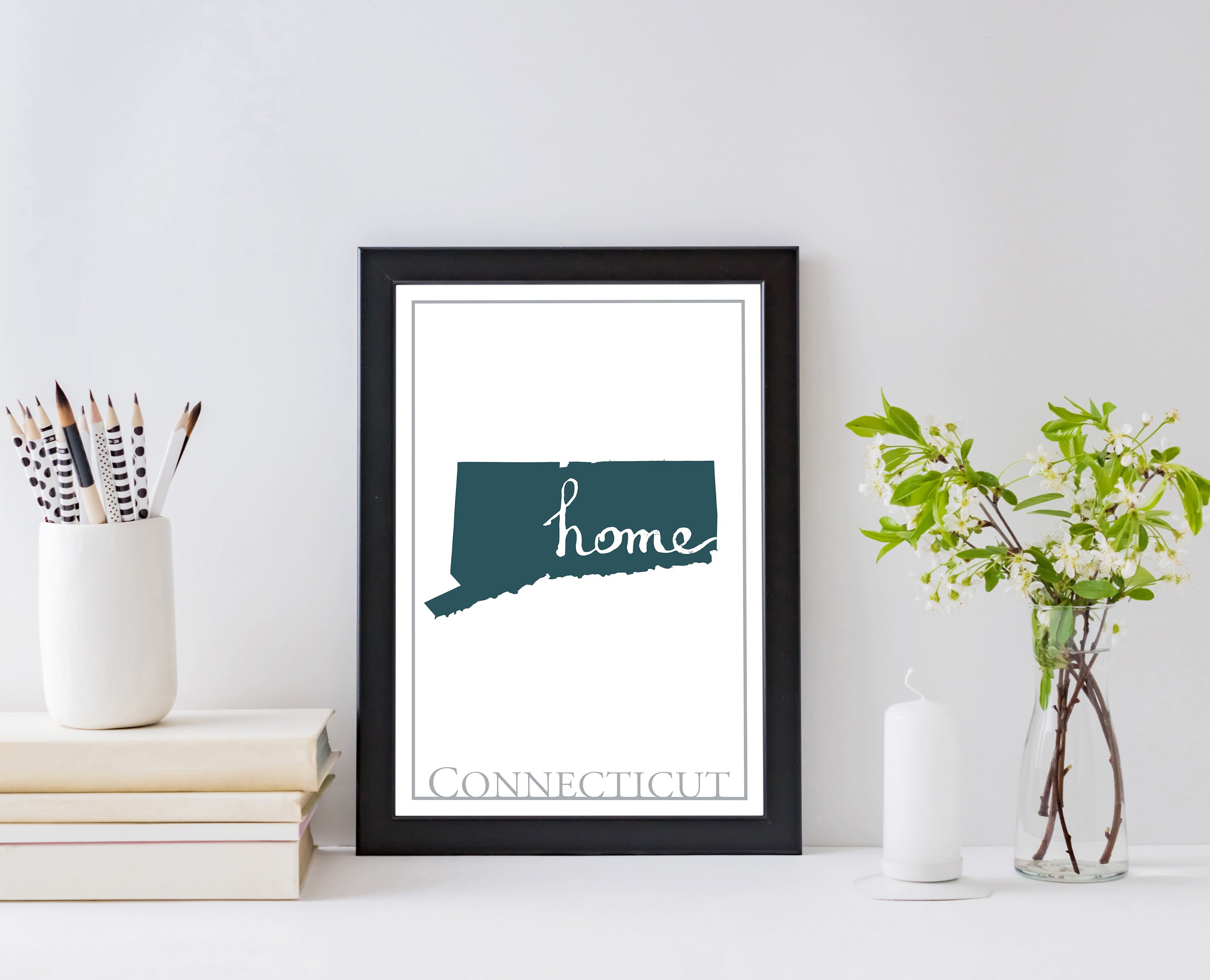 Connecticut Map Wall Art Connecticut Modern Map Poster Home | Etsy
