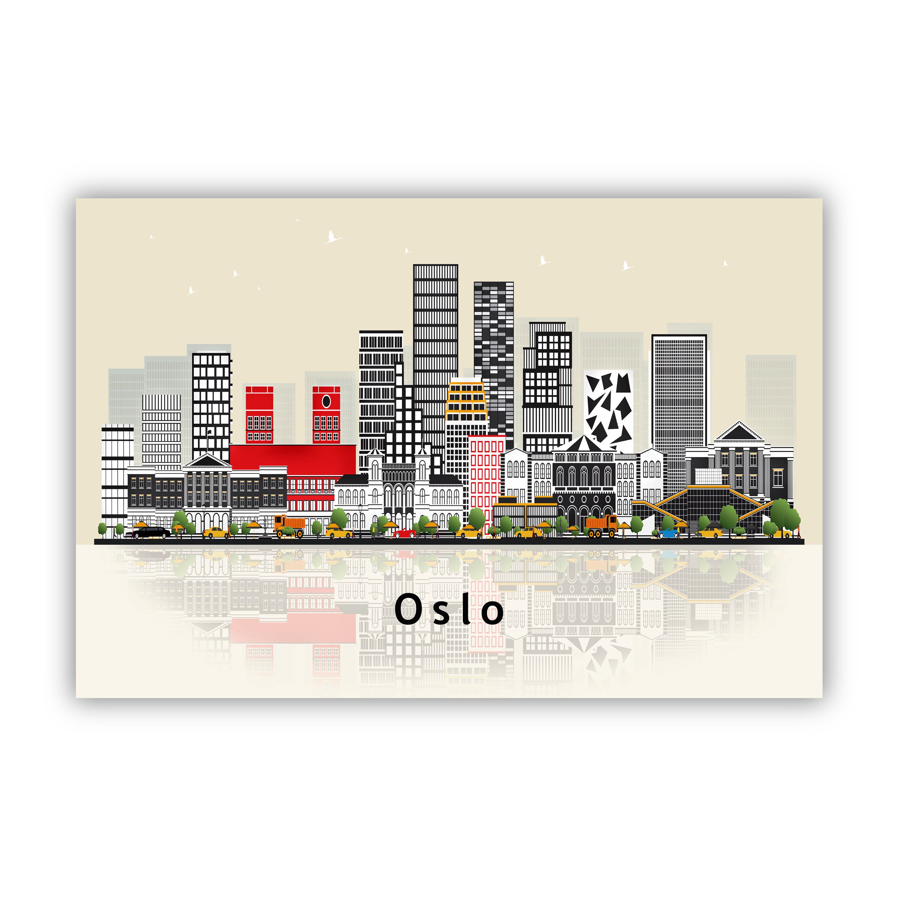 OSLO NORWAY Illustration Skyline Poster, Modern Skyline Cityscape ...