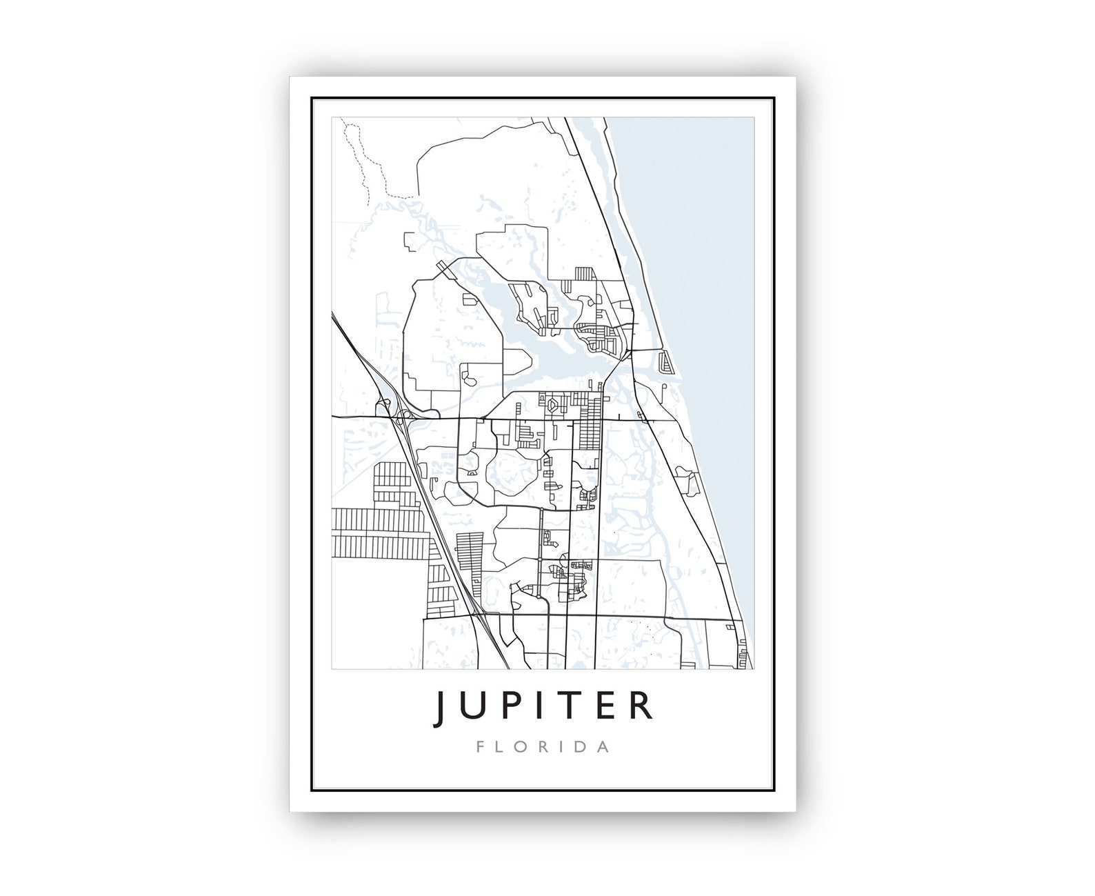 Jupiter Florida City Map Florida Jupiter Road Map Poster | Etsy