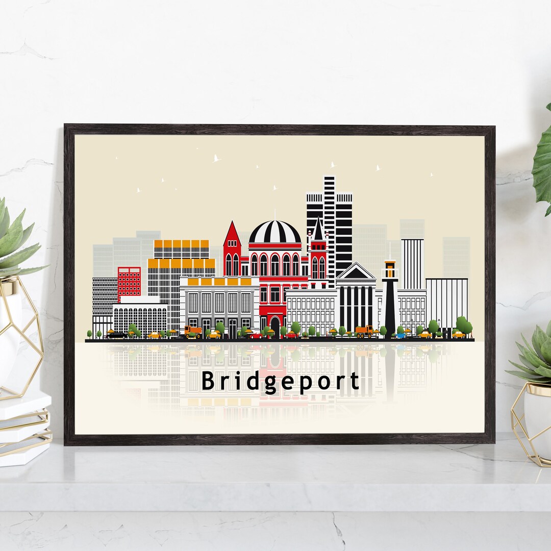 BRIDGEPORT CONNECTICUTZ Illustration Skyline Poster, Bridgeport Modern ...