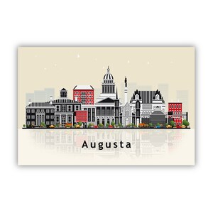 AUGUSTA GEORGIA Illustration Skyline Poster, New York Modern Skyline ...