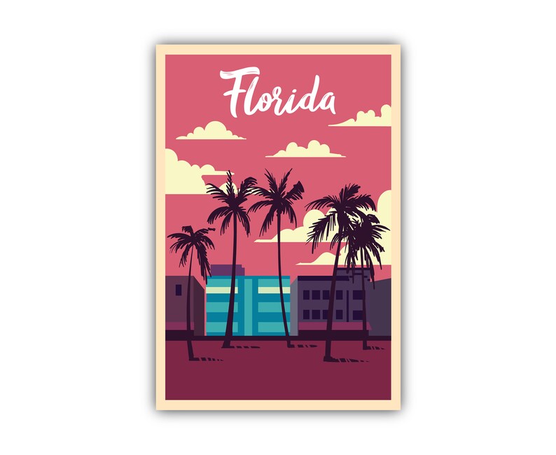 Retro Style Travel Poster Florida Vintage Rustic Poster - Etsy
