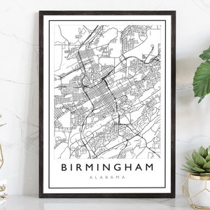 Birmingham Map, Birmingham City Road Map Poster, Birmingham Alabama ...