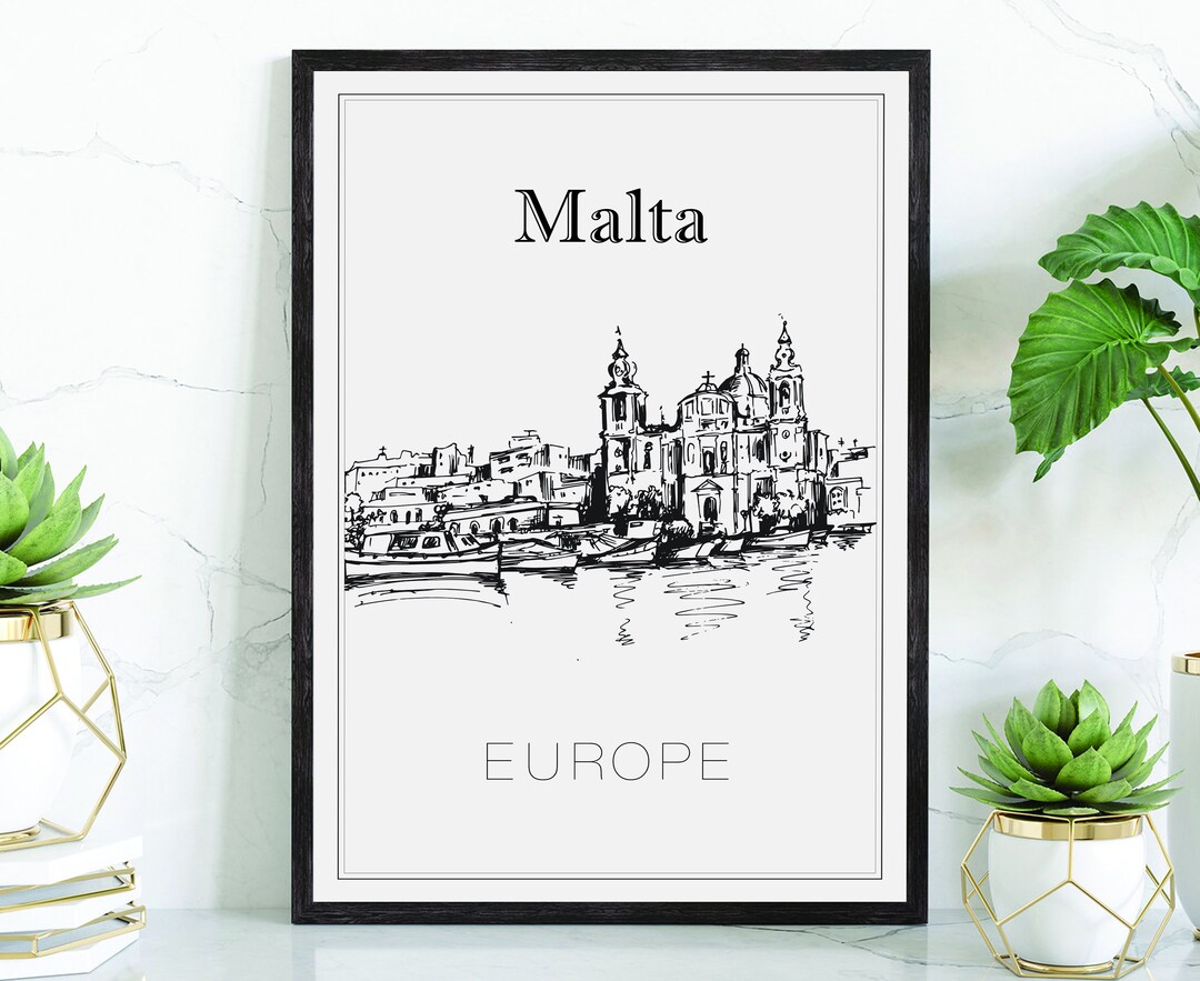 Hand Drawn Poster, Malta Travel Poster, Malta Poster Wall Art, Europe ...