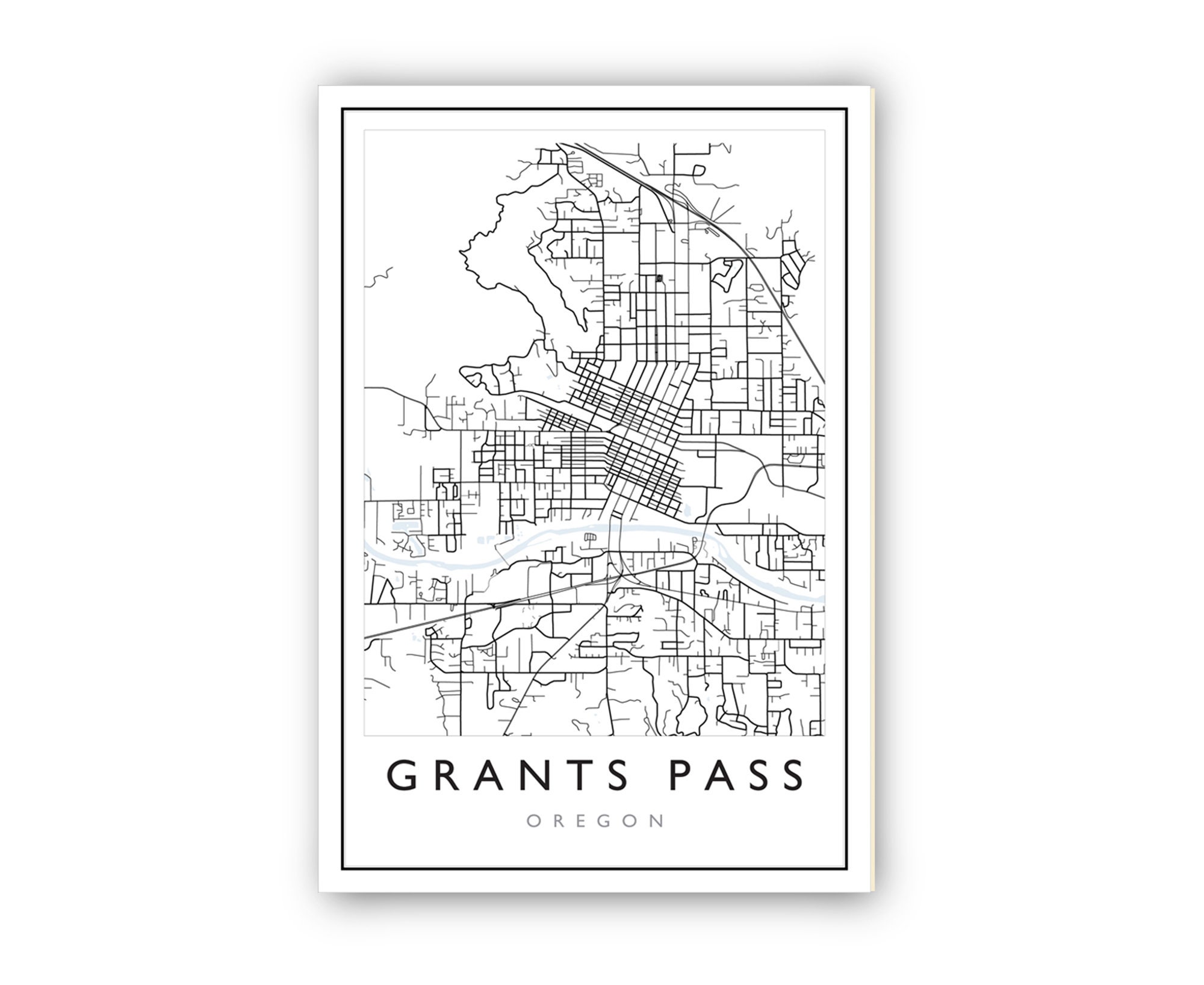 Grants Pass Oregon City Map Oregon City Road Map Poster City | Etsy